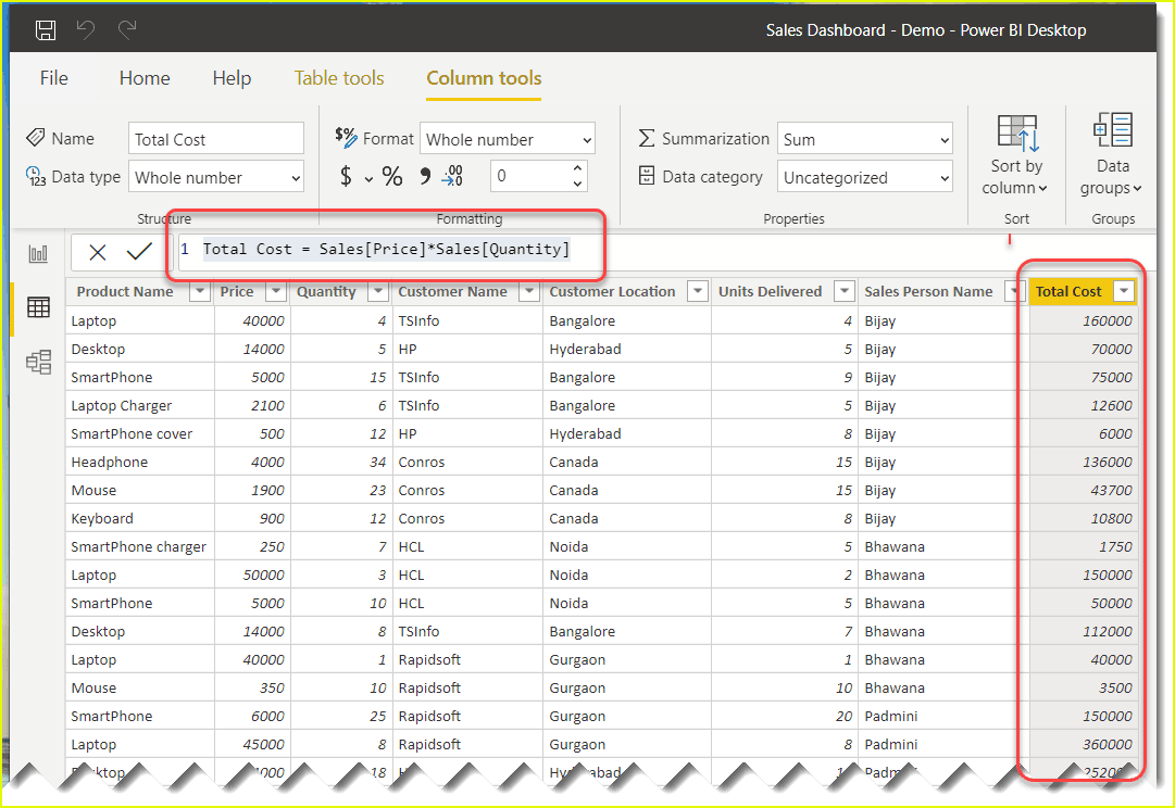 Difference Between Calculated Column and Measure in Power BI
