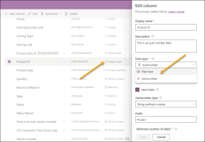 Change Dataverse Primary Column to Autonumber