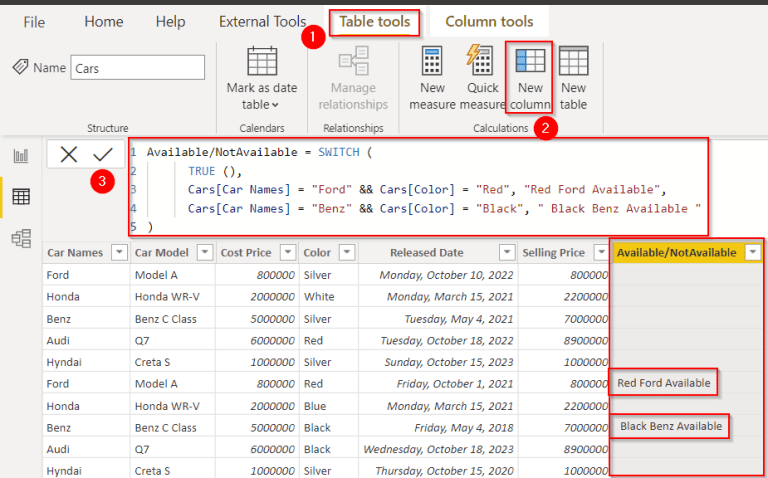 Power BI Switch Multiple Conditions
