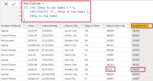 Power BI Zip Code Starting With 0