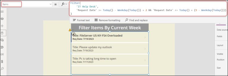 How to Get the Dates for the Current Week in Power Apps