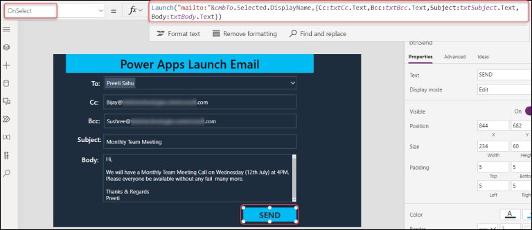 How to Launch Email in Power Apps