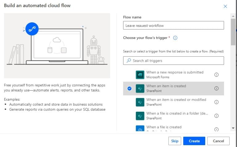 Power Automate Leave Request Approval Example