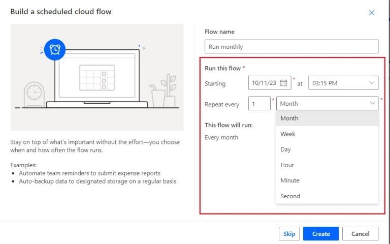 Schedule Flow in Power Automate