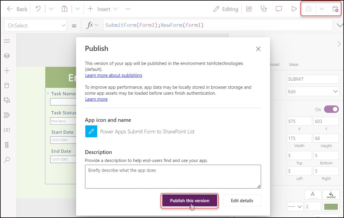 How to Submit Form to SharePoint List in Power Apps?