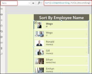 Power Apps Sort() Function | Sort by Columns in Power Apps