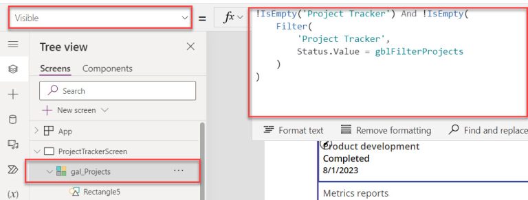 Show Message If Gallery is Empty in Power Apps