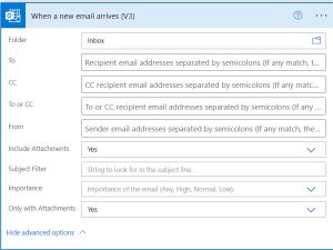 Power Automate save email attachment to SharePoint
