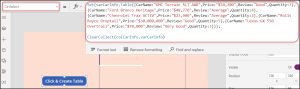 Create Table in Power Apps using Table() Function