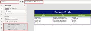 Power Apps Data Table Default Select Row