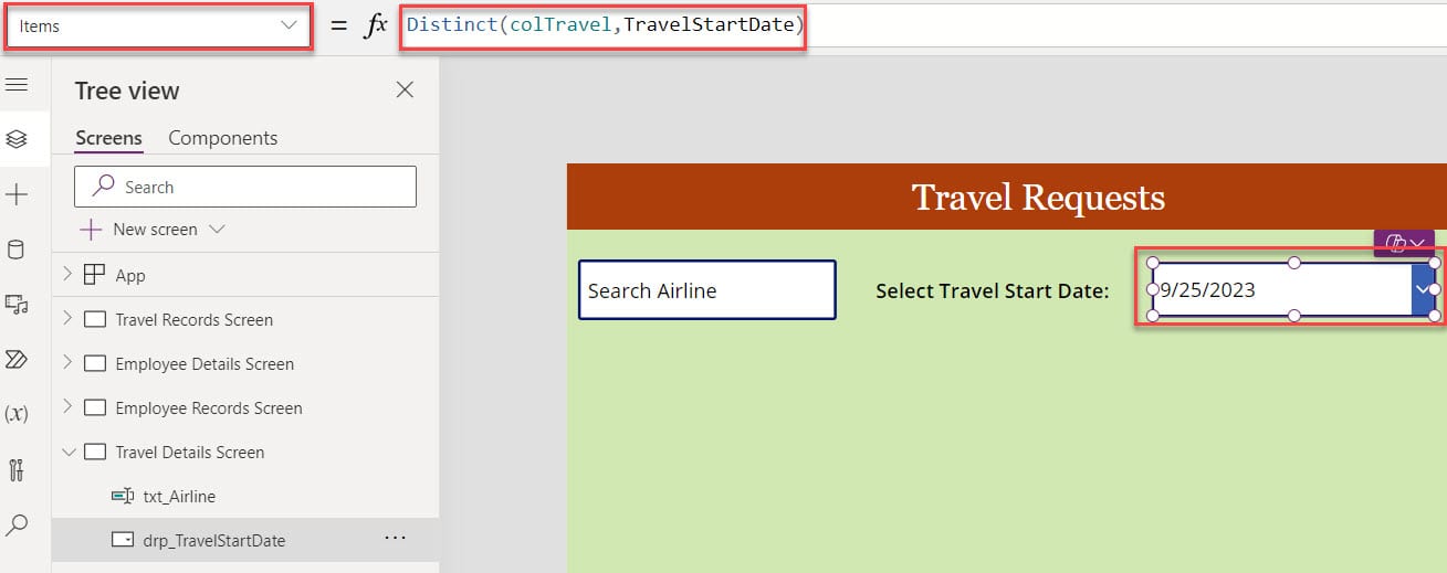 How to Filter Power Apps Data Table By Dropdown?