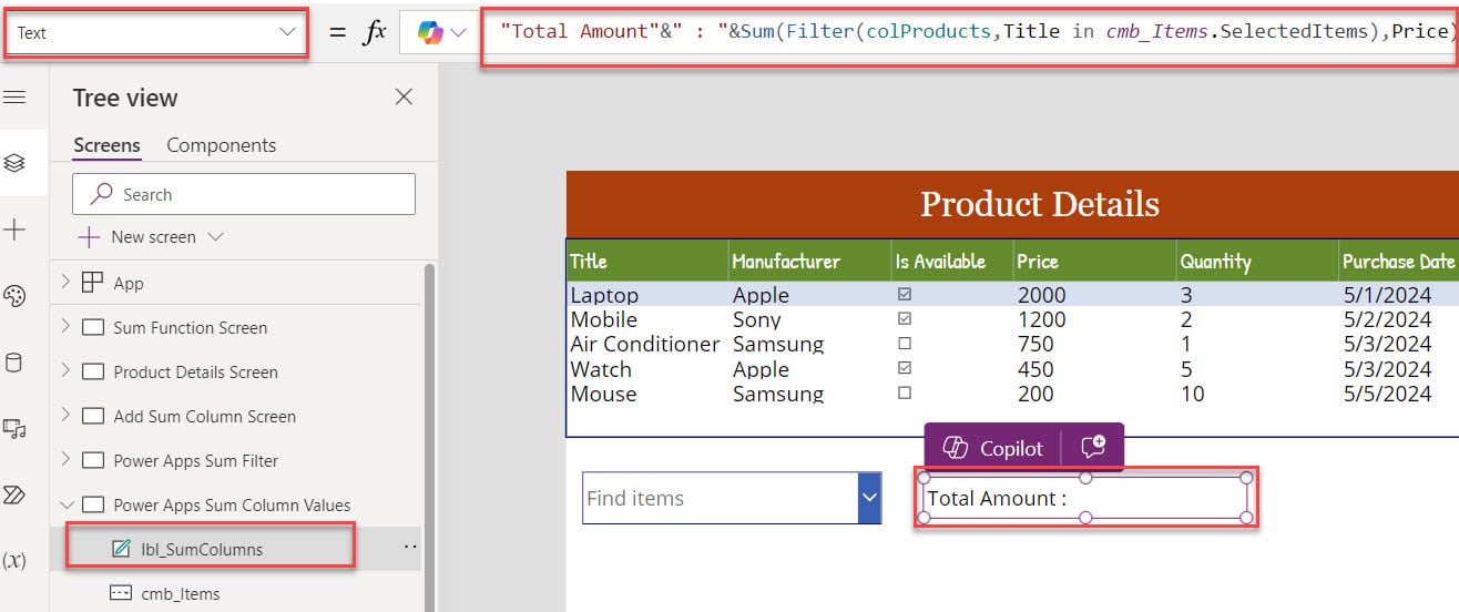 Power Apps Sum() Function [With 8 Examples]