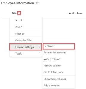 SharePoint List Title Column