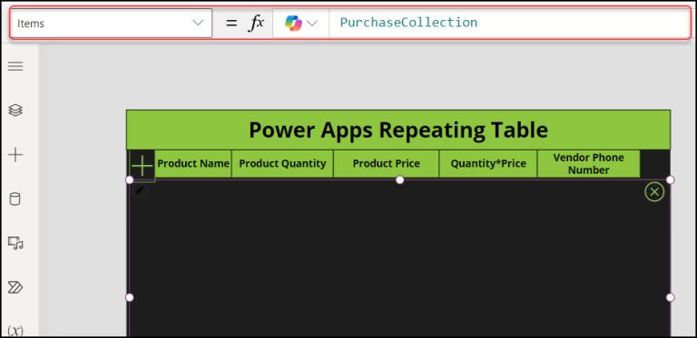 How to Create Repeating Table in Power Apps? [With Calculate Fields]