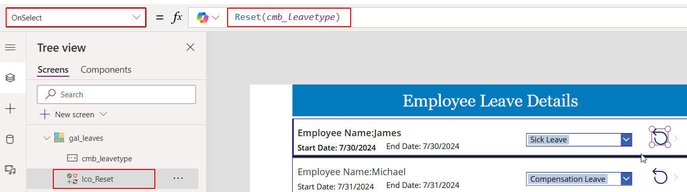 How to Reset Power Apps Combo Box Control?