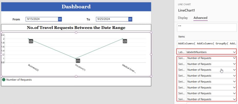 How to Filter Power Apps Line Chart Based On Date Range?