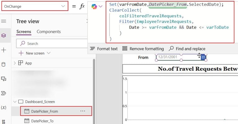 How to Filter Power Apps Line Chart Based On Date Range?