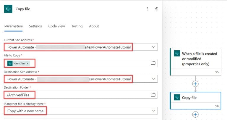 Power Automate Copy File When a File is Created or Modified in SharePoint