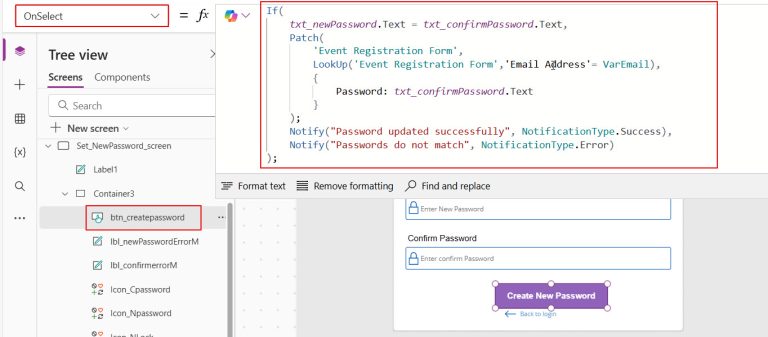 Power Apps Login Page Forgot Password Feature