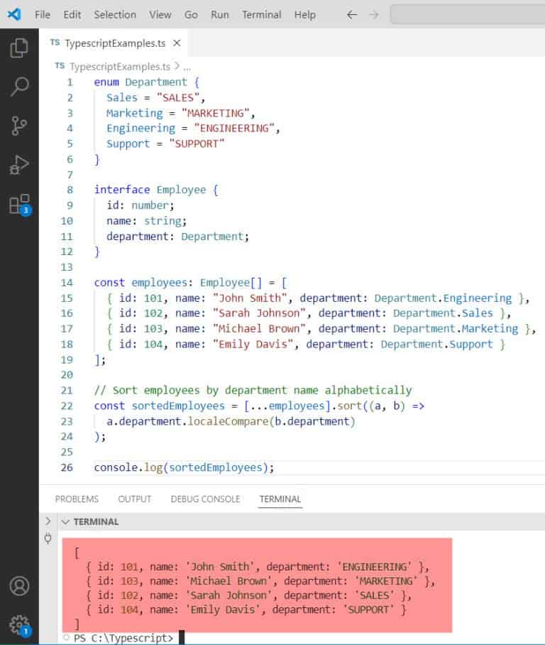 How to Sort by Enum in TypeScript?