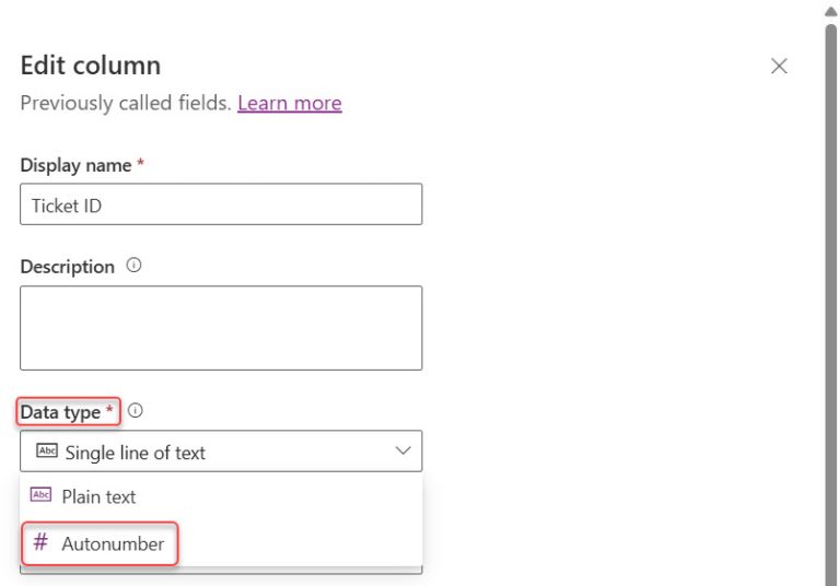 Change Dataverse Primary Column to Autonumber