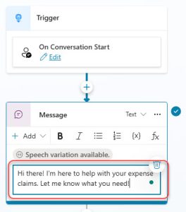 Change Copilot Studio Agent Welcome Message