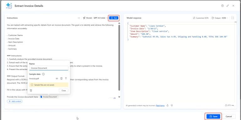Extract Invoice Data Using AI Builder in Power Automate