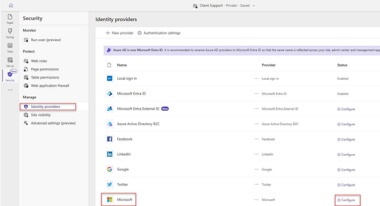 Set Up Microsoft Identity Provider Authentication Power Pages