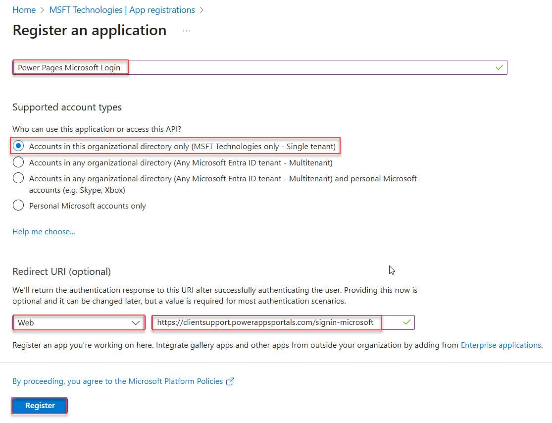 Set Up Microsoft Identity Provider Authentication Power Pages