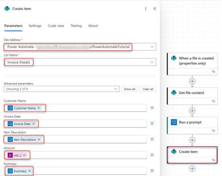 Extract Invoice Data Using AI Builder in Power Automate