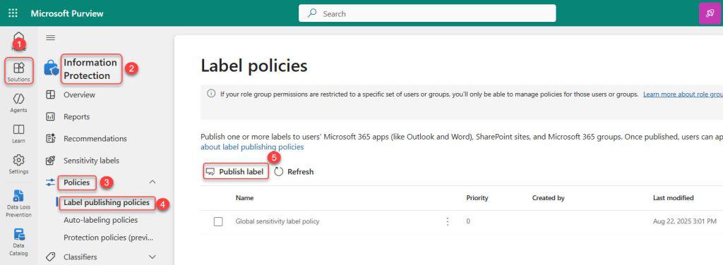 Publish Sensitivity Labels in Microsoft 365