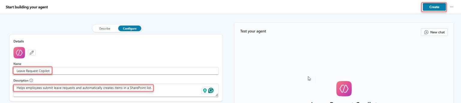 Create SharePoint List Item Using Copilot Studio