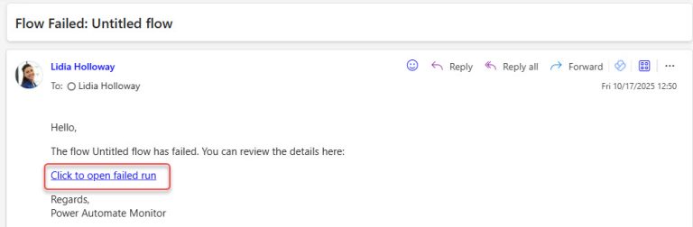 Send an Email with Flow Run History in Power Automate
