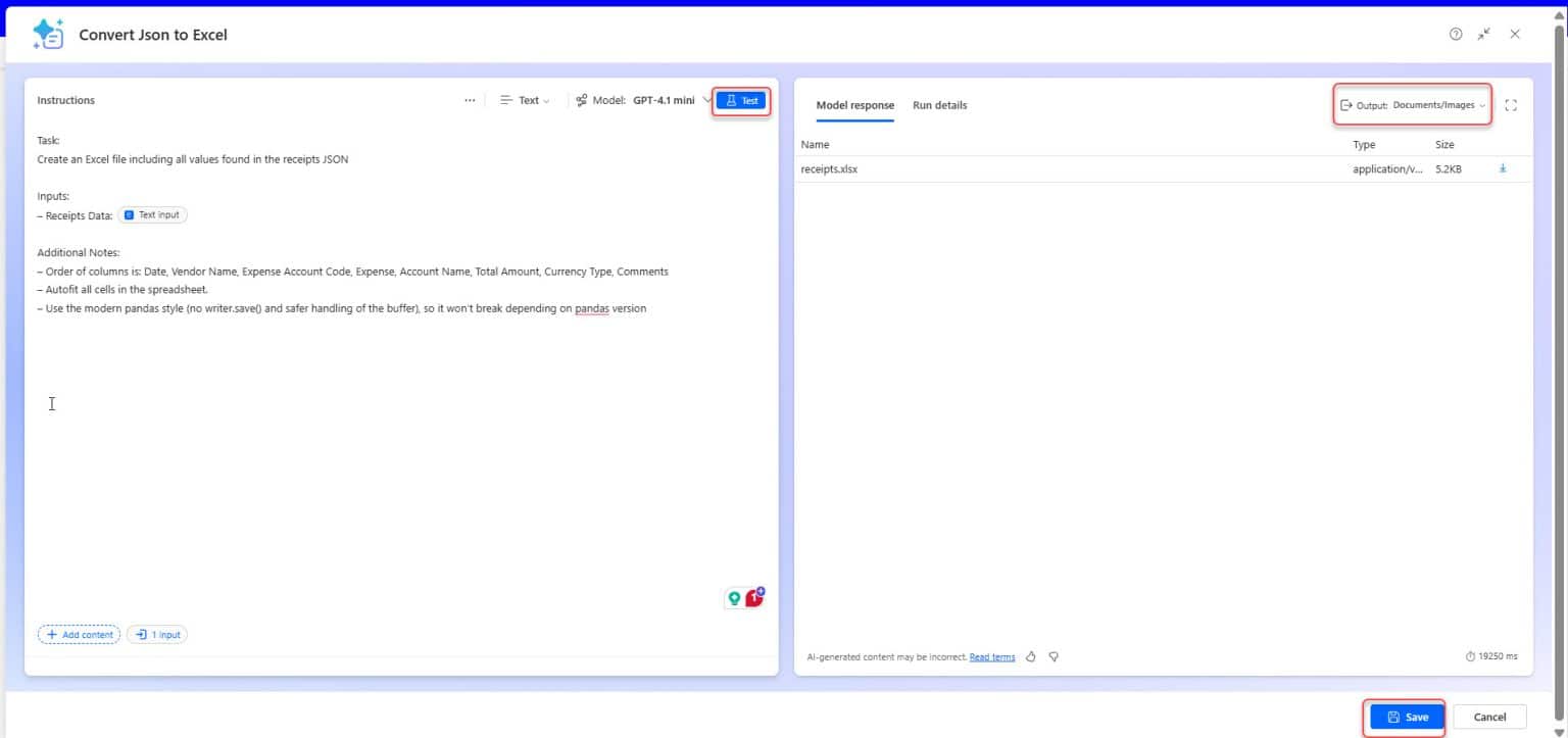 Convert Invoice to Excel Using AI Builder in Power Automate