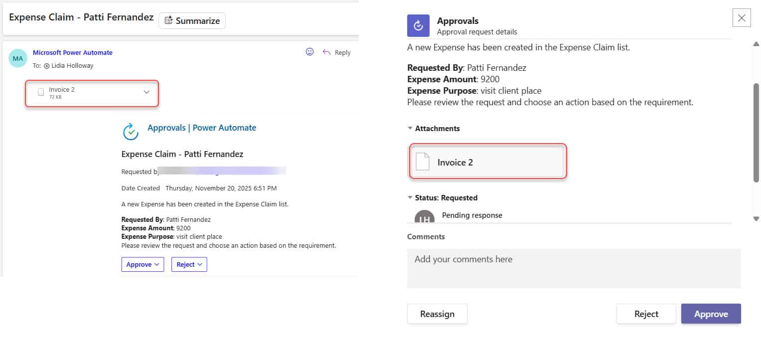 Add Attachments in Approval Using Power Automate