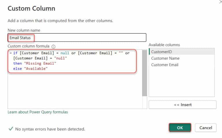 How to Add Column If Contains in Power Query Power BI