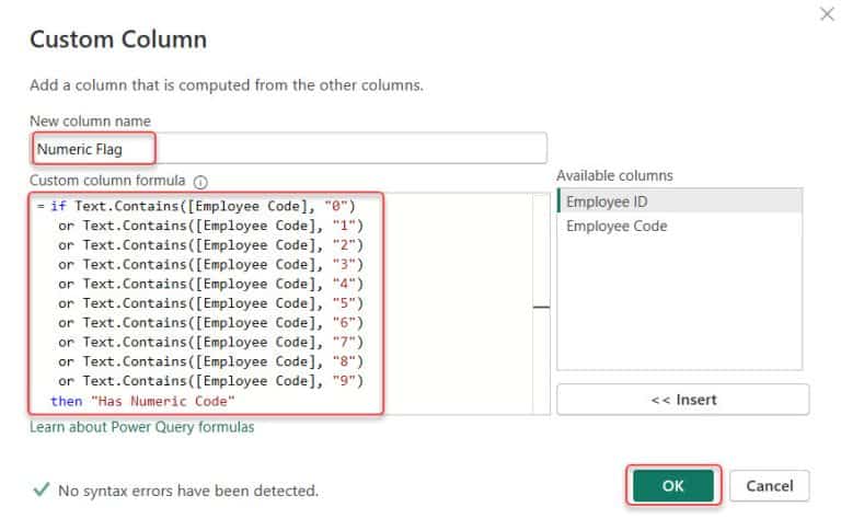 How to Add Column If Contains in Power Query Power BI
