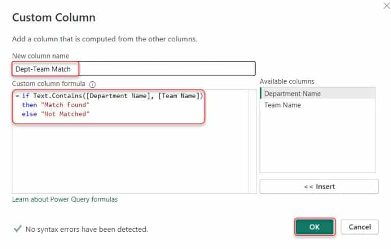 How to Add Column If Contains in Power Query Power BI