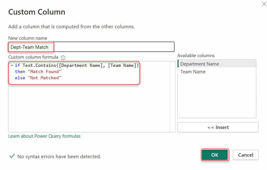 How to Add Column If Contains in Power Query Power BI