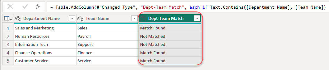 How to Add Column If Contains in Power Query Power BI