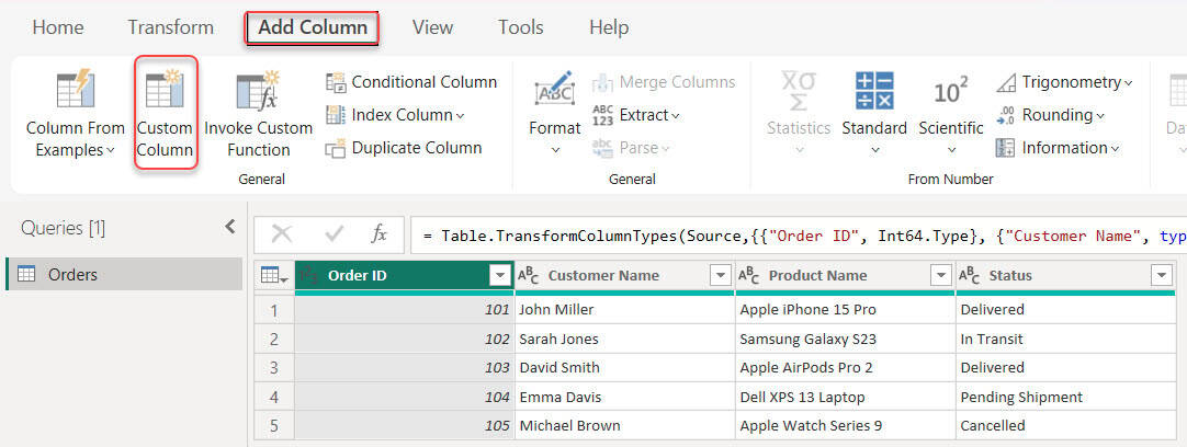 How to Add Column If Contains in Power Query Power BI