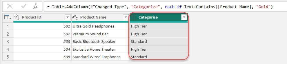 How to Add Column If Contains in Power Query Power BI