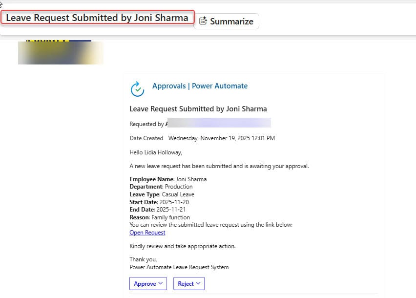 Approval Workflow Using Microsoft Forms in Power Automate
