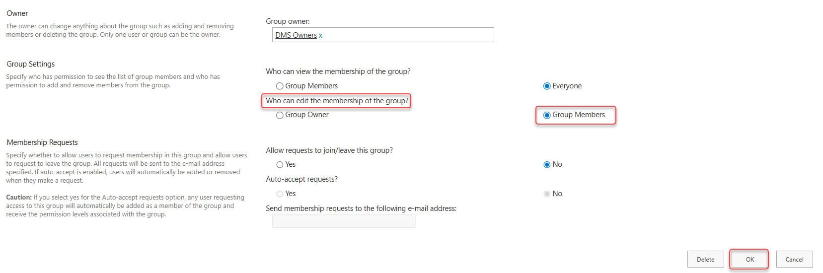 You do not have permission to view group in SharePoint