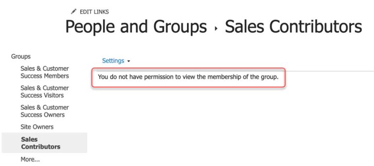 You do not have permission to view group in SharePoint