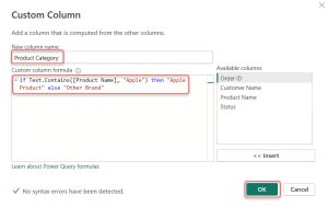 How to Add Column If Contains in Power Query Power BI