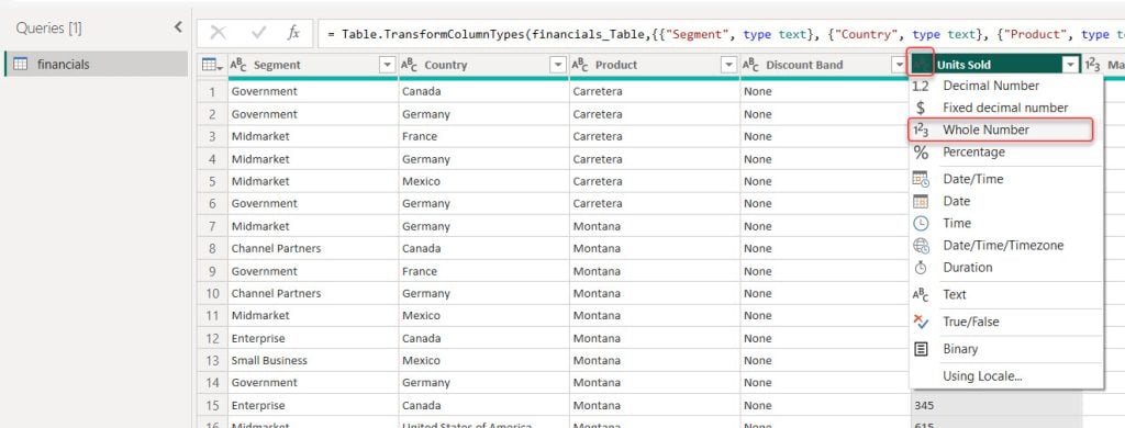 Change Data Types in Power BI Using Power Query